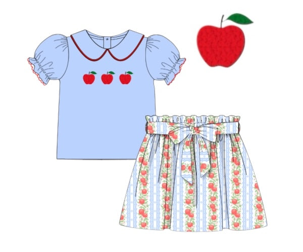 Apple Trellis- Penni’s Puff Sleeve Skort Set – The Proper Tot Company LLC